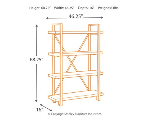 Signature Design by Ashley Forestmin Vintage 4 Tier Wood Bookcase, Light Brown