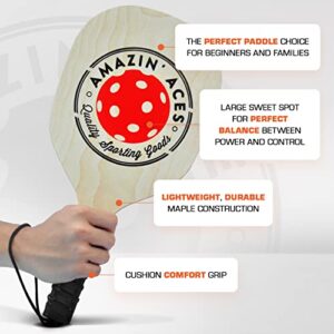 Amazin' Aces Pickleball Paddles - Pickleball Set - USAPA-Approved Pickleball Rackets for All Levels and Ages (Wood)