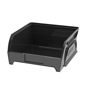 husky garage storage bins stackable -5 in. h x 11 in. w, heavy duty plastic, ideal for small parts and tools, anti-slide lock, rectangle shape