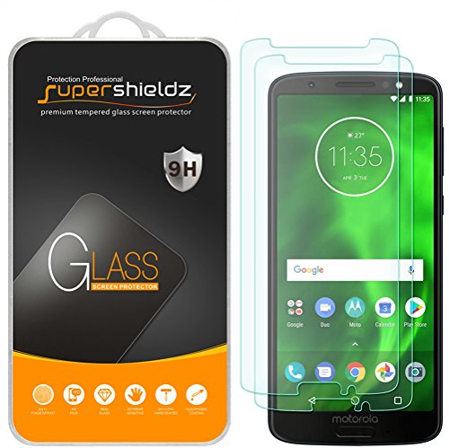 (2 Pack) Supershieldz Designed for Motorola Moto G6 Tempered Glass Screen Protector, Anti Scratch, Bubble Free