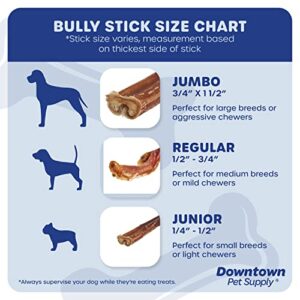 Downtown Pet Supply USA Sourced 6", 10 Pack Bully Sticks for Large Dogs, Regular - Rawhide Free Dog Chews Long Lasting and Non-Splintering - Single Ingredient, Low Odor Bully Sticks for Medium Dogs