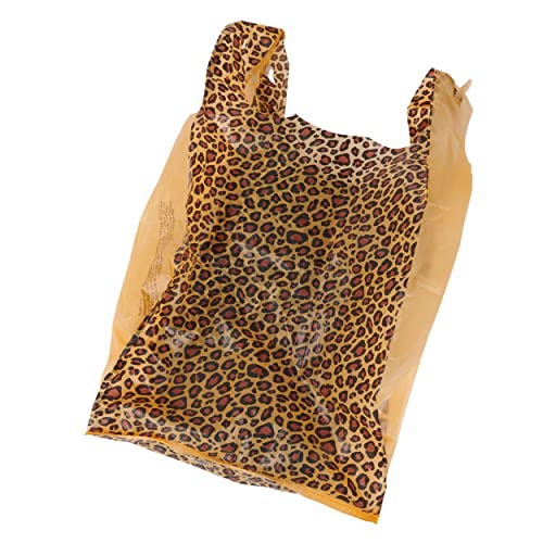 Medium Leopard Print Plastic T-Shirt Bags - 11 ½” x 6" x 21" (Case of 500) Perfect for Restaurants, Retail, Grocery, Take Out, Shopping, and More - Thickness: .48mil HDPE