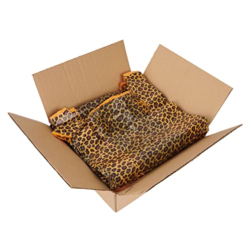 Medium Leopard Print Plastic T-Shirt Bags - 11 ½” x 6" x 21" (Case of 500) Perfect for Restaurants, Retail, Grocery, Take Out, Shopping, and More - Thickness: .48mil HDPE