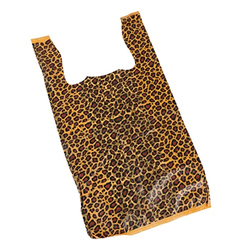 Medium Leopard Print Plastic T-Shirt Bags - 11 ½” x 6" x 21" (Case of 500) Perfect for Restaurants, Retail, Grocery, Take Out, Shopping, and More - Thickness: .48mil HDPE