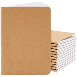 12-pack kraft paper notebooks a6 size, 4x6 in writing journal with 80 lined pages, notebook set for students, writing, classroom, travel, business, office supplies