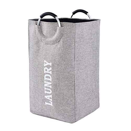 Large Collapsible Laundry Hamper Bag with Handles, 15 x 15 x 26 Inches Foldable Clothes Basket for Washing Storage