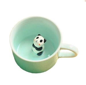 3d coffee mug cute animal inside cup cartoon ceramics figurine teacup christmas birthday gift for boys girls kids - party office morning mugs for tea juice milk chocolate cappuccino(3d panda cup)