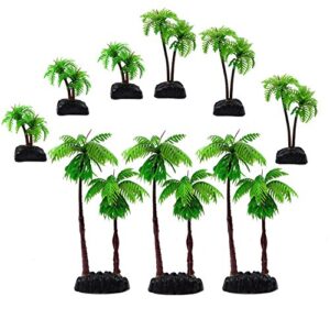 m2cbridge plastic coco tree aquarium coconut plants palm tree for fish tank aquarium decor （9pcs）