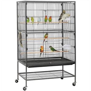 yaheetech 52-inch wrought steel standing large flight king bird cage for cockatiels african grey quaker amazon sun parakeets green cheek conures pigeons parrot bird cage birdcage with stand