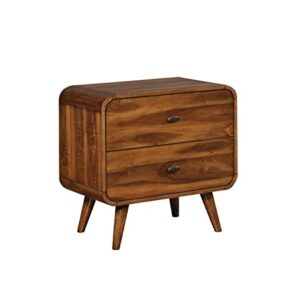 Coaster Furniture Robyn Mid Century Modern 2 Drawer Nightstand Bedroom Bedside Table Storage Drawers Dark Walnut 205132