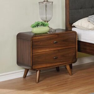 Coaster Furniture Robyn Mid Century Modern 2 Drawer Nightstand Bedroom Bedside Table Storage Drawers Dark Walnut 205132