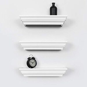 kieragrace Madison Contoured Floating Wall Shelf - White, 16", Set of 3