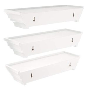 kieragrace Madison Contoured Floating Wall Shelf - White, 16", Set of 3