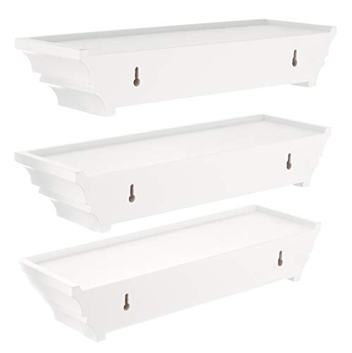 kieragrace Madison Contoured Floating Wall Shelf - White, 16", Set of 3