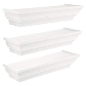 kieragrace Madison Contoured Floating Wall Shelf - White, 16", Set of 3