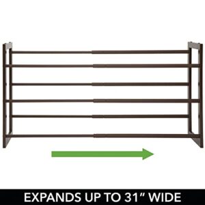 mDesign Metal 3 Tier Adjustable/Expandable Shoe and Boot Storage Organizer Rack - Space-Saving, Angled Vertical Storage - Closet, Entryway, Mudroom, Bedroom, Garage - Espresso Brown