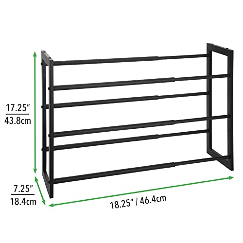 mDesign Metal 3 Tier Adjustable/Expandable Shoe and Boot Storage Organizer Rack - Space-Saving, Angled Vertical Storage - Closet, Entryway, Mudroom, Bedroom, Garage - Espresso Brown