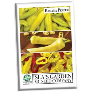 Banana Pepper Seeds for Planting, 100+ Heirloom Seeds Per Packet, (Isla's Garden Seeds), Non GMO Seeds, Other Name: Yellow Wax Pepper/Banana Chilies, Scientific Name: Capsicum annuum