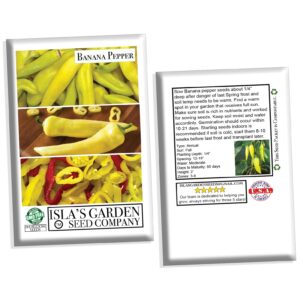 Banana Pepper Seeds for Planting, 100+ Heirloom Seeds Per Packet, (Isla's Garden Seeds), Non GMO Seeds, Other Name: Yellow Wax Pepper/Banana Chilies, Scientific Name: Capsicum annuum