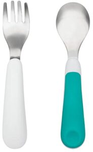 oxo tot fork & spoon set- teal , 2 piece set