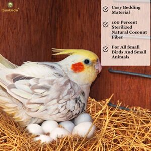 SunGrow Coconut Husk Fiber Bird Nesting Material for Mourning Dove, Straw Nest for Diamond Dove Bird House, Pet Bird Cage and Small Animals Bedding , Suitable For Hamster, Gerbils, Chinchillas, 3 oz