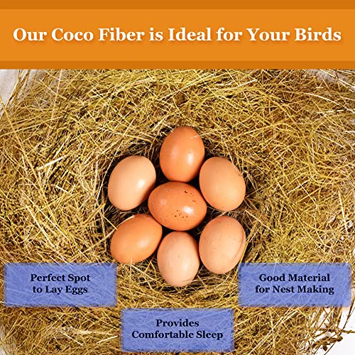 SunGrow Coconut Husk Fiber Bird Nesting Material for Mourning Dove, Straw Nest for Diamond Dove Bird House, Pet Bird Cage and Small Animals Bedding , Suitable For Hamster, Gerbils, Chinchillas, 3 oz