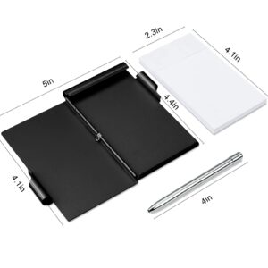 Metal Small Notebook, Mini Notepad, Small Pocket Notepad Aluminum Note Case with Mini Metal Pen and 60-Page Sheets - Memo Books Note Pads, Solid Black