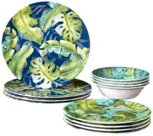 certified international tropicana melamine 12 pc dinnerware set