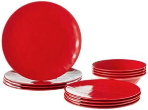 certified international melamine 12 pc dinnerware set, service for 4, red