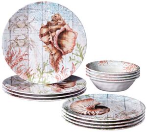 certified international sanibel melamine 12 pc dinnerware set