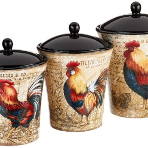 Certified International 23656 Gilded Rooster Canister Set (3 Piece), One Size, Multicolor