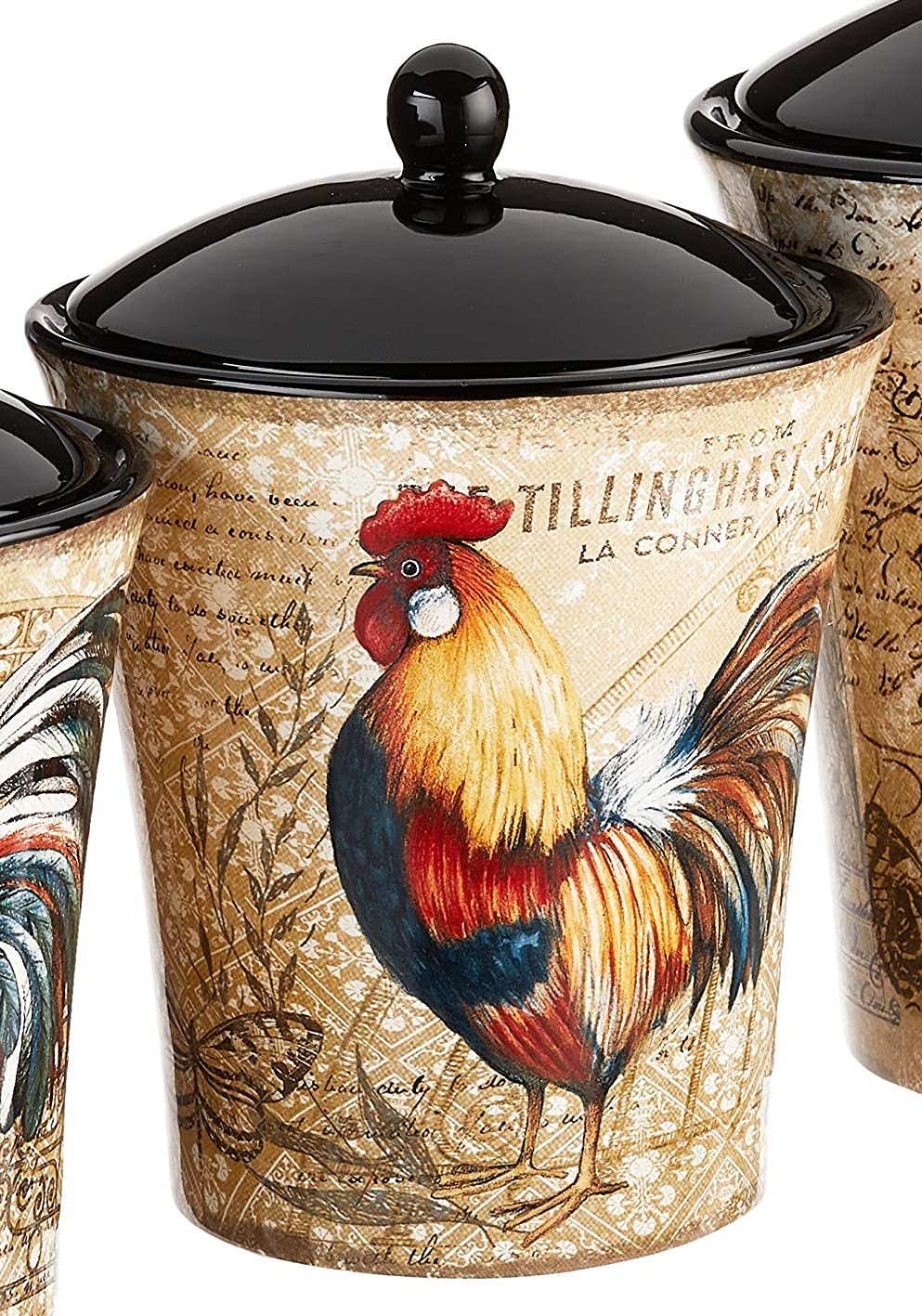 Certified International 23656 Gilded Rooster Canister Set (3 Piece), One Size, Multicolor