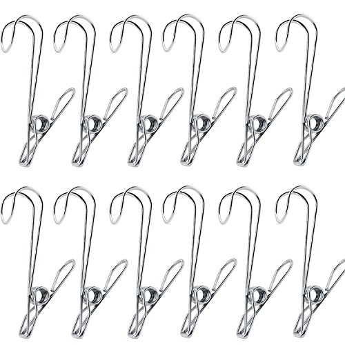 12 Pack Laundry Hooks Clothes Pins Hanging Clips Metal Baby Delicate Item Hanger Rack Office Home Travel Portable