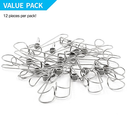 12 Pack Laundry Hooks Clothes Pins Hanging Clips Metal Baby Delicate Item Hanger Rack Office Home Travel Portable