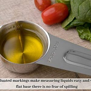 Measuring cup and spoon set stainless steel 13 inch 18/8 stainless steel: 7 measuring cups and 5 measuring spoons, with a professional magnetic measurement conversion table