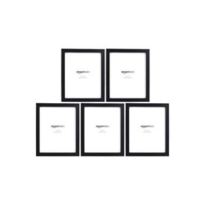 Amazon Basics Rectangular Photo Picture Frame, 8" x 10", Pack of 5, Black