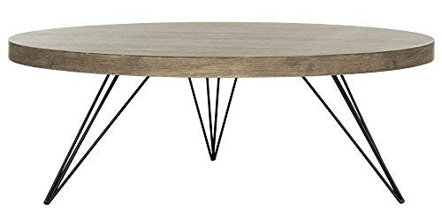 Safavieh Home Collection Mansel Mid-Century Light Oak Hairpin Leg Round Coffee Table