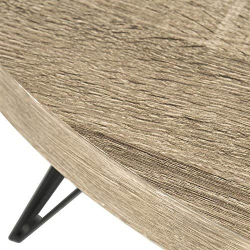 Safavieh Home Collection Mansel Mid-Century Light Oak Hairpin Leg Round Coffee Table