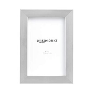 amazon basics rectangular photo picture frame, 4" x 6", pack of 2, nickel