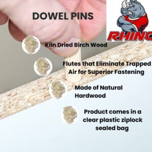 200 Pack 3/8" x 1 1/2" Wooden Dowel Pins Wood Kiln Dried Fluted and Beveled, Made of Hardwood