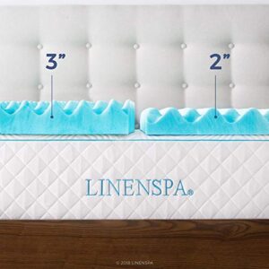 Linenspa 3 Inch Convoluted Gel Swirl Memory Foam Mattress Topper - Promotes Airflow - Relieves Pressure Points - Queen