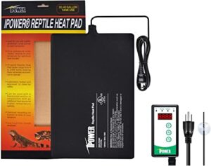 ipower 8 by 12-inch under tank heat mat reptile heating pad with digital temperature control thermostat combo set for amphibians hermit crab snake lizard (pthtpdctrlhtpdl)