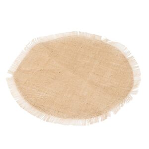 The Country House Collection 14 Inch Fringed Burlap Round Mat 14 inch Burlap Single Placemat