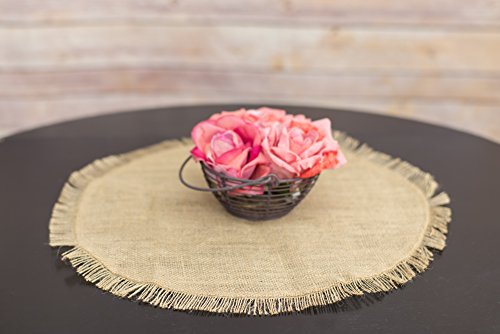 The Country House Collection 14 Inch Fringed Burlap Round Mat 14 inch Burlap Single Placemat