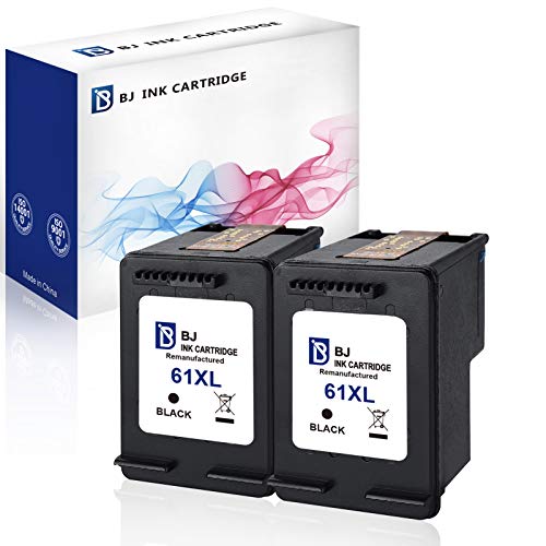 BJ Remanufactured Ink Cartridge Replacement for HP 61XL 61 XL Compatible with HP Envy 4500 5530 5535 HP OfficeJet 2620 4630 4635 HP DeskJet 1000 1010 2050 2540 3000 3050 3516 Printer(2 Black)