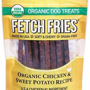 Fetch Fries Organic Chicken & Sweet Potato Jerky Fries for Dogs (5 oz).