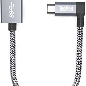 TecMad USB C Cable Short, Short USB to USB C Cable Fast Charging Cable Right Angle, 5Gbps Data Cable, Nylon Braided Compatible with Samsung Galaxy S20 S10 S9 S8 Plus S10E, Note 20 10 10+ 9 8, ect.