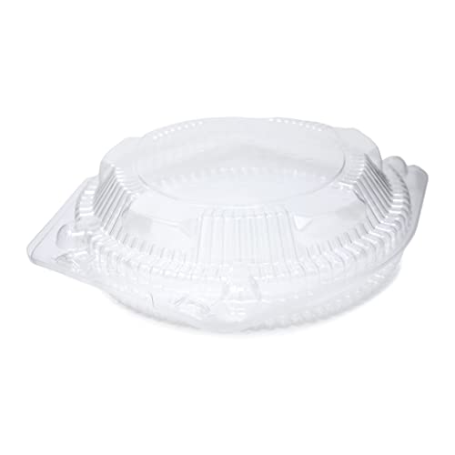 Detroit Forming 10" Pie Container LBH-111 Clear OPS Plastic Hinged Locking Lid Shallow Dome Food | 100/Case