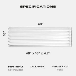 Sun & Stars Lighting HB-6/T5ADV HO Bay Fluorescent Lighting Fixture High Output T5HO, 120-277V (6 Lamp-T5)