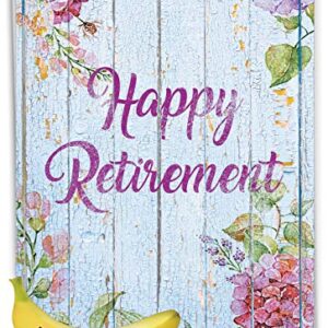 The Best Card Company - 1 Jumbo Congratulations Notecard w/Envelope (Large 8.5 x 11 Inch) Happy Retirement Appreciation with Flowers for Boss, Coworker - Blooming Driftwood J6108JRTG-US